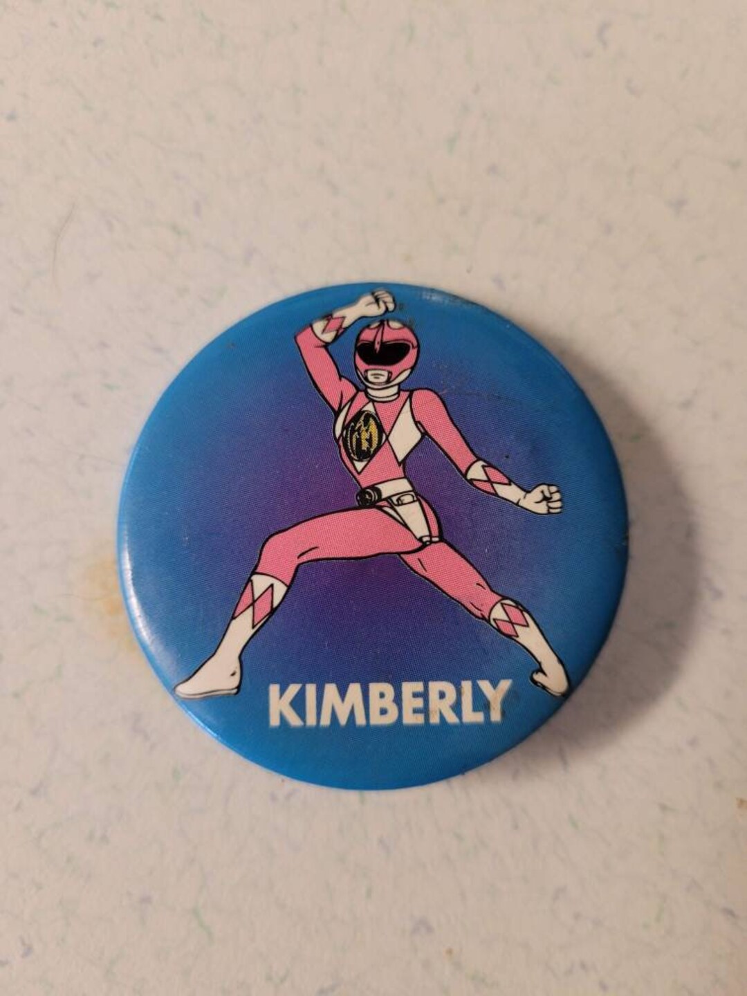 1993 Kimberly the Pink Power Ranger Pinback Button Mighty Morphin Power ...