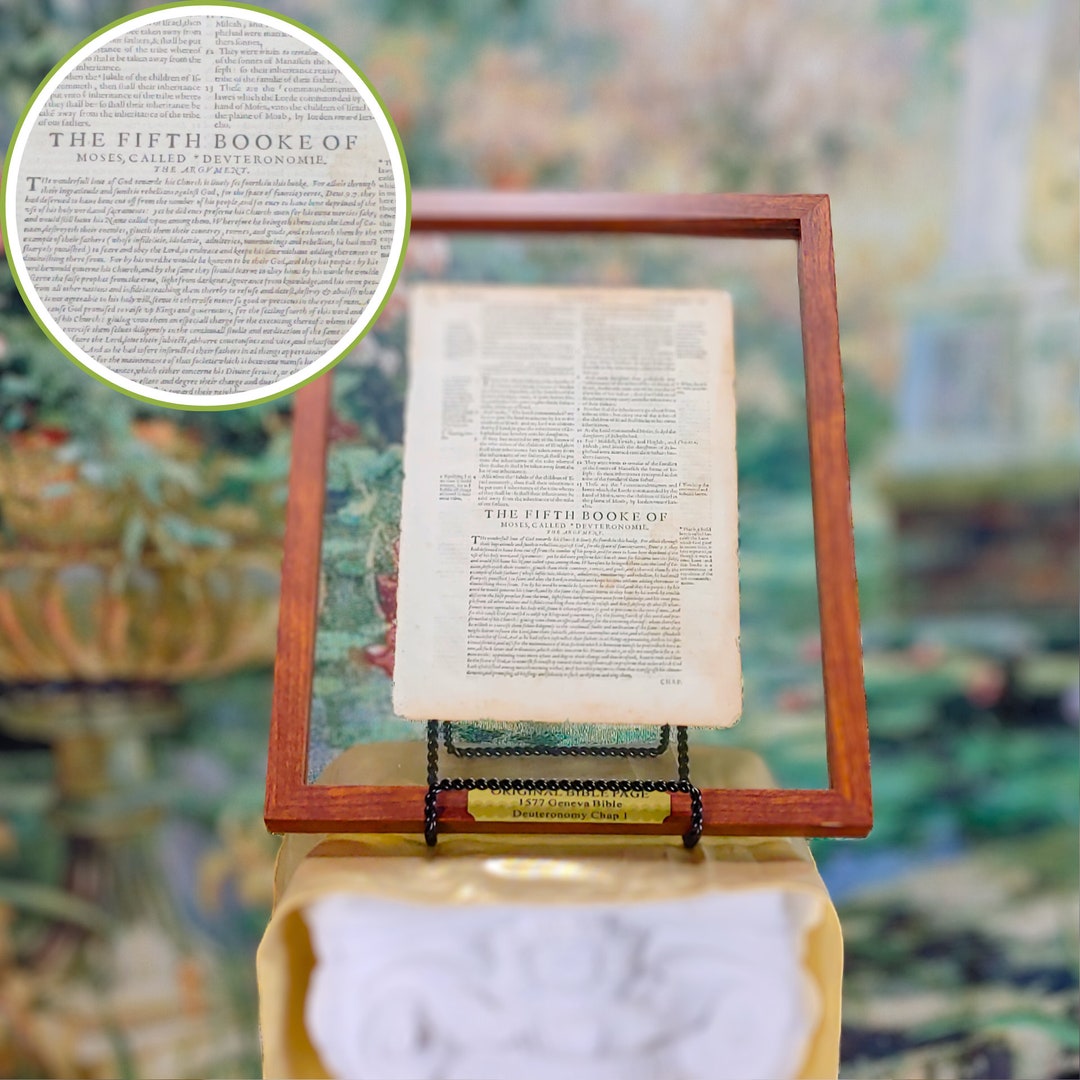 Framed 1500s & 1600s Geneva Bible Page: Unique Old and New Testament ...