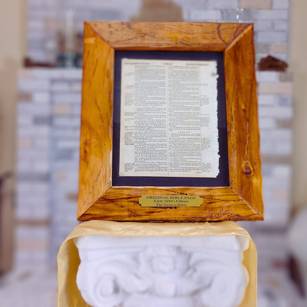 Framed Original 1600s Geneva Bible Page: Collectible Ancient Bible Art ...