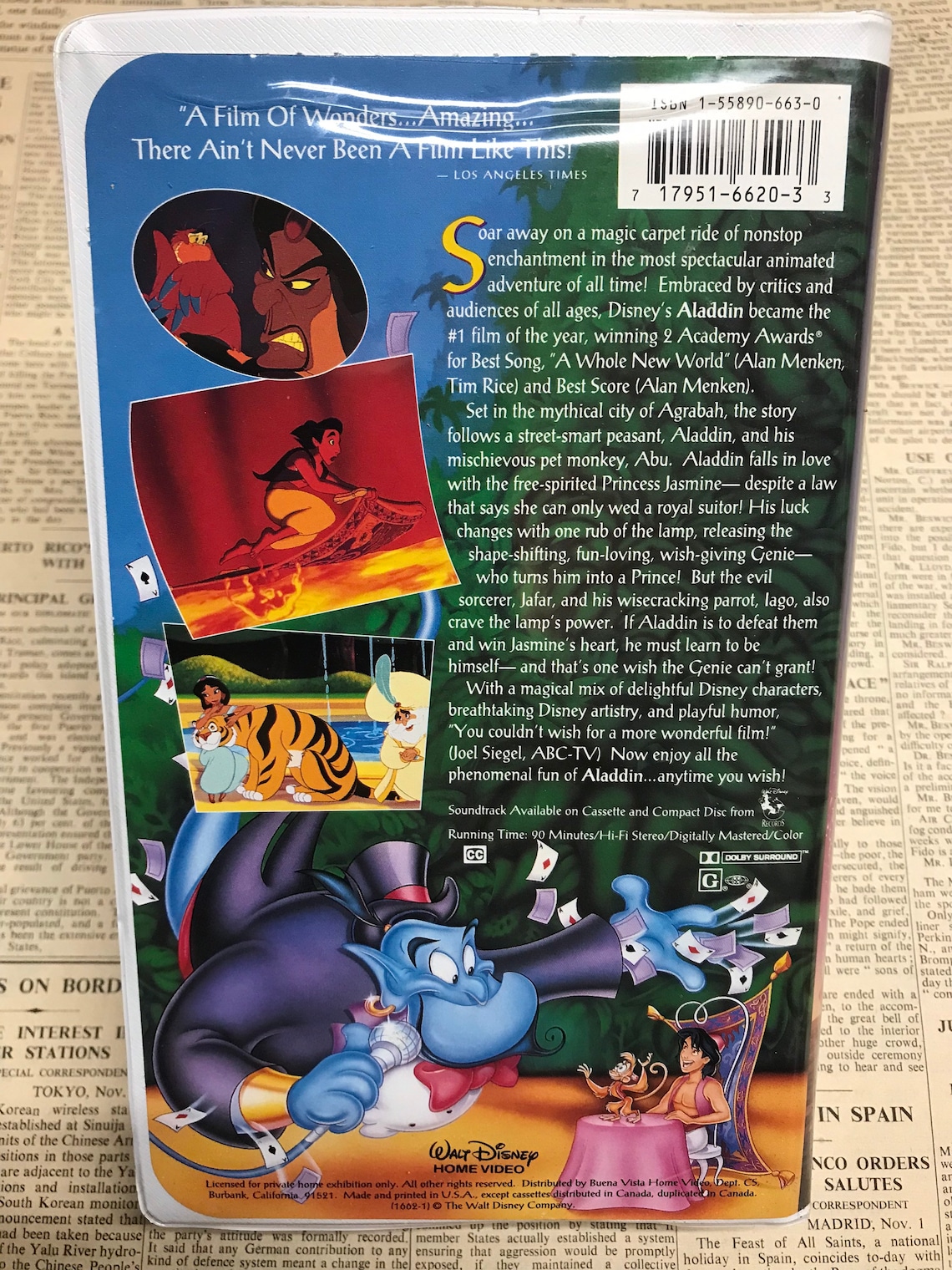 Disney’s Aladdin VHS 1993 Original Uncut Animated Movie, Very Good ...