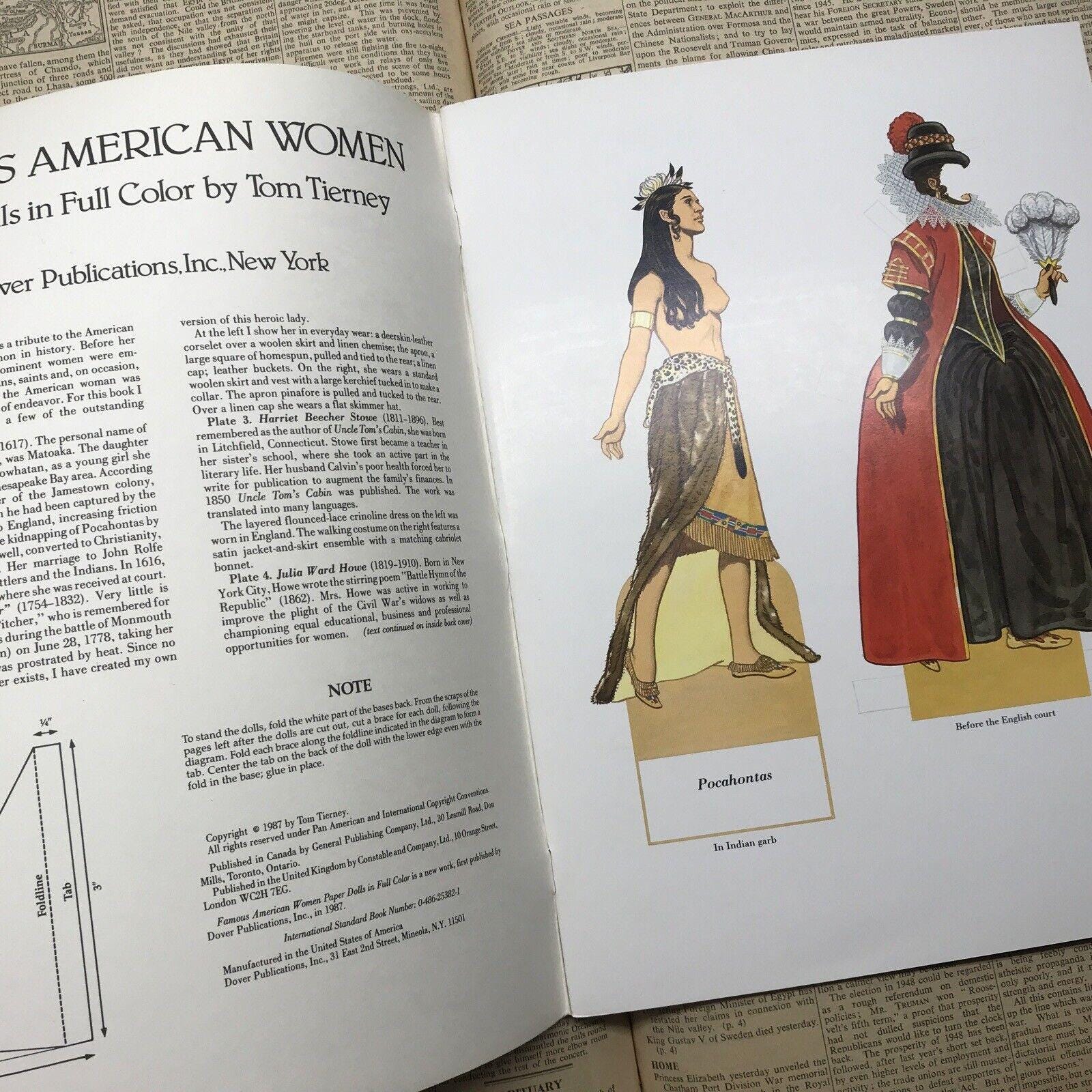 Paper Dolls Uncut Famous American Women Tom Tierney Dover 1987 - Etsy