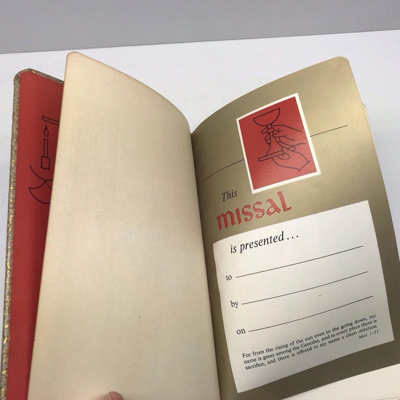 Gold Catholic Missal~1964 Illustrated~w Laminated Saint Jude Card ...