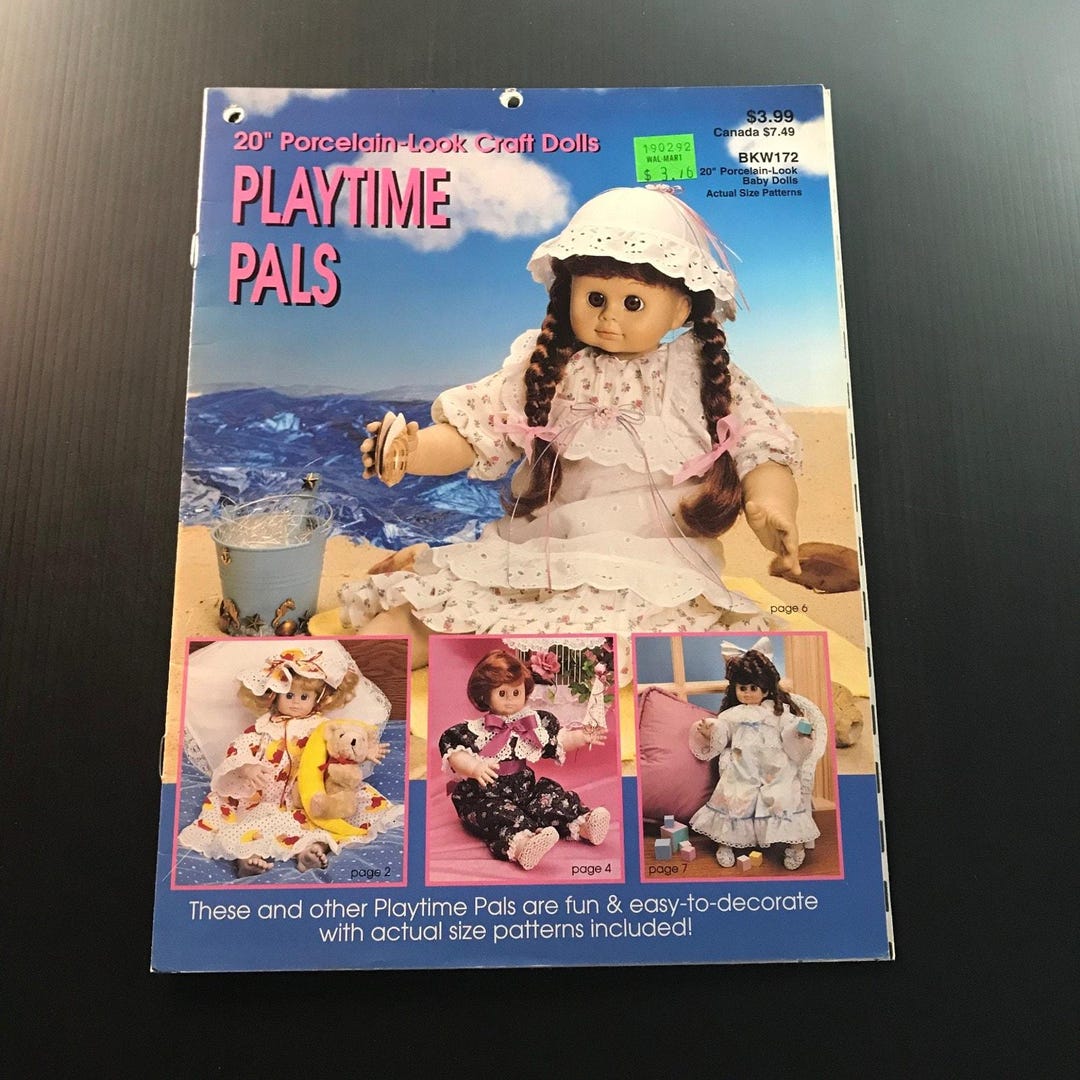 Playtime Pals 20" Porcelain-look Craft Doll Patterns 1991 BKW172 - Etsy