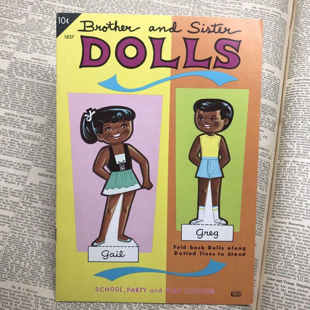 Paper Dolls Uncut Brother and Sister Dolls Samuel Lowe Co. - Etsy