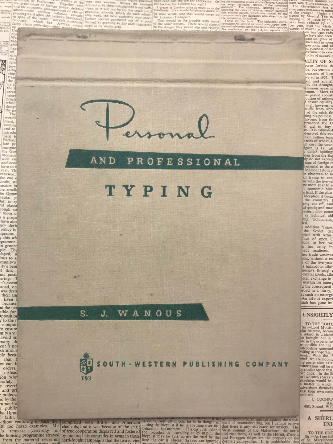 Personal and Professional Typing by S.J. Wanous 1952 - Etsy