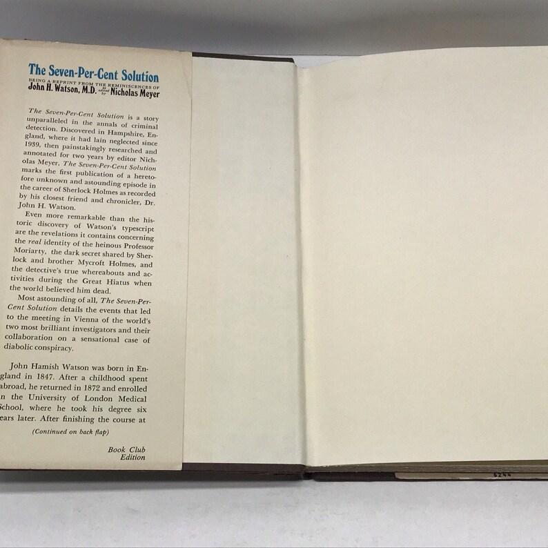 The Seven-per-cent Solution~john Watson/n. Meyer~1974 Hardcover W Dust ...