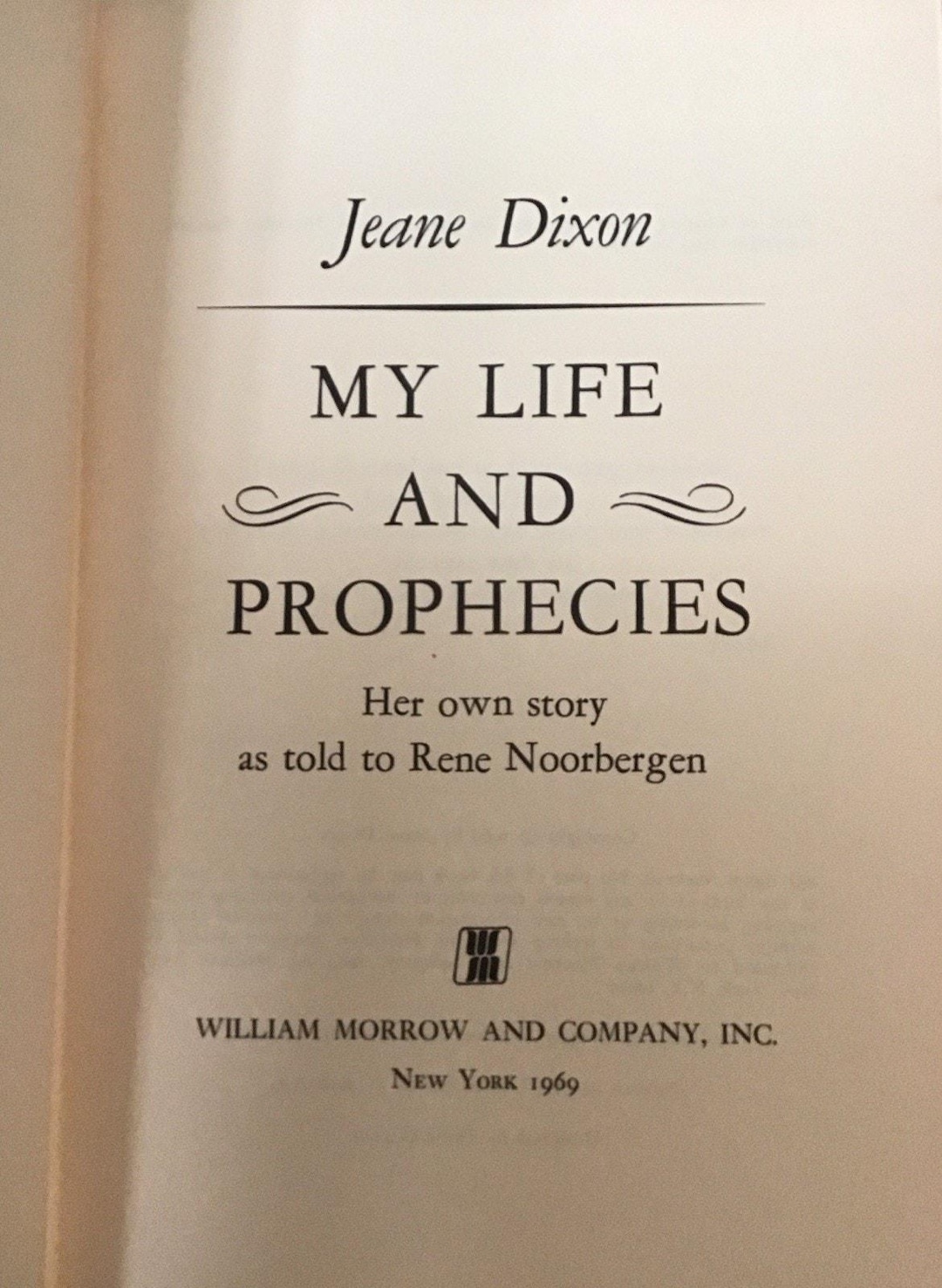 Jeane Dixon~my Life and Prophecies~1969 Morrow HC - Etsy
