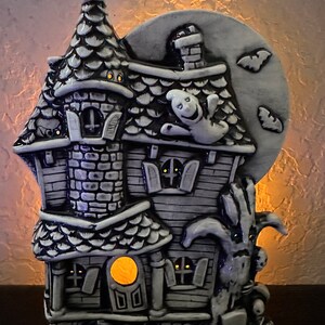 Ceramic Hand Painted Haunted House - Etsy