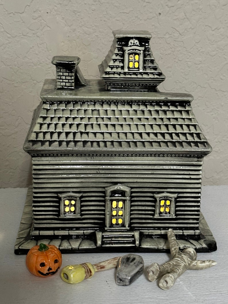 Ceramic Light up Haunted House - Etsy