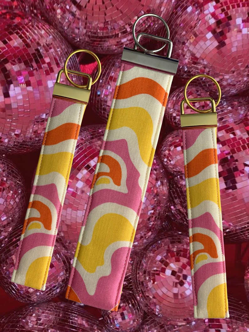 Groovy Retro Key Fob| Rainbow Swirl Key Fob | Wristlet Keychain ...