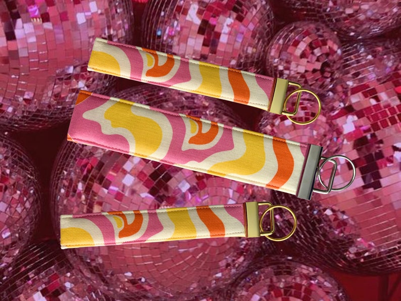 Groovy Retro Key Fob| Rainbow Swirl Key Fob | Wristlet Keychain ...