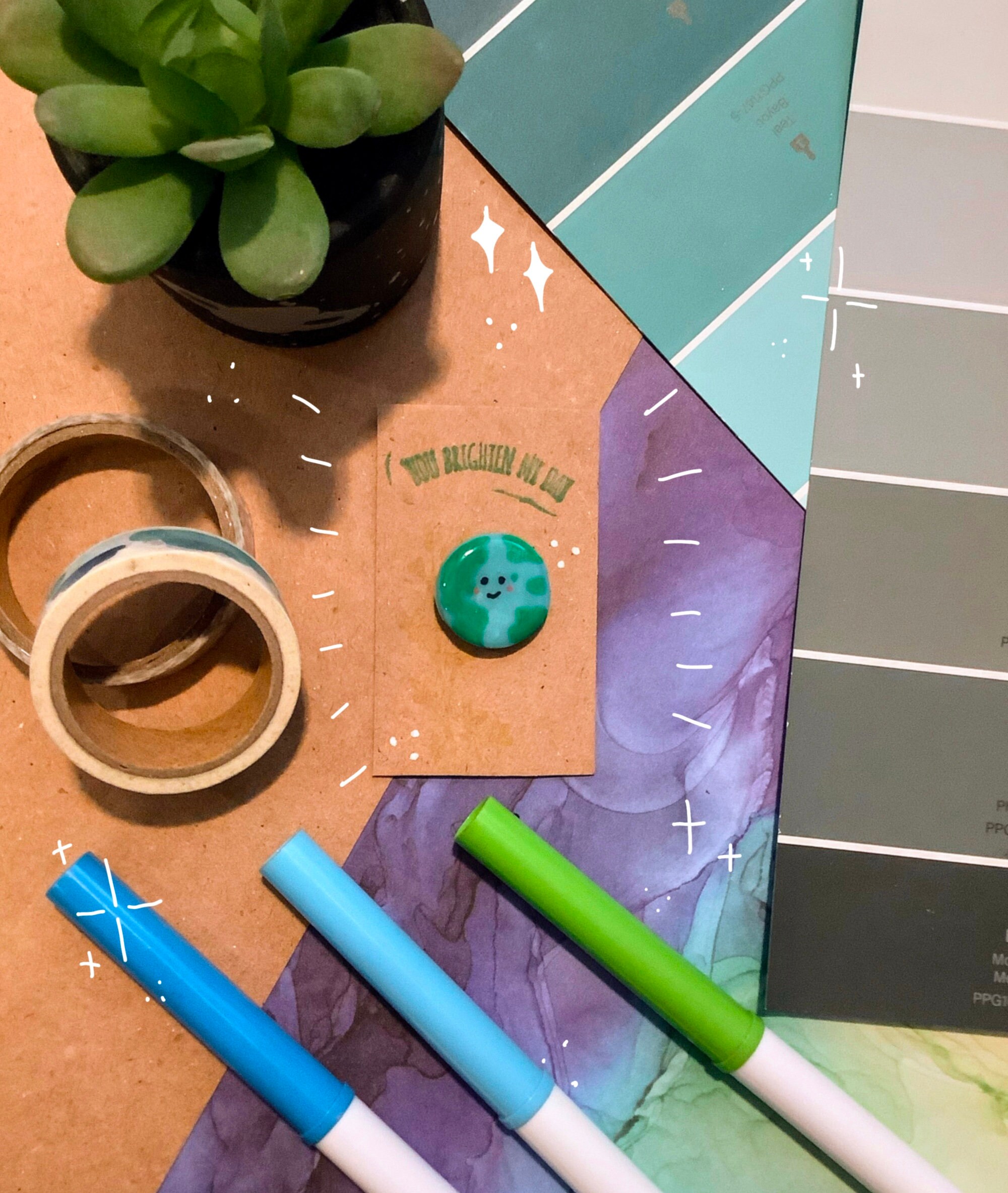 Happy Earth Clay Pin - Etsy