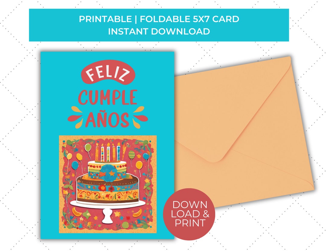 SPANISH Happy Birthday Card Feliz Cumpleaños Mexican Birthday Printable ...