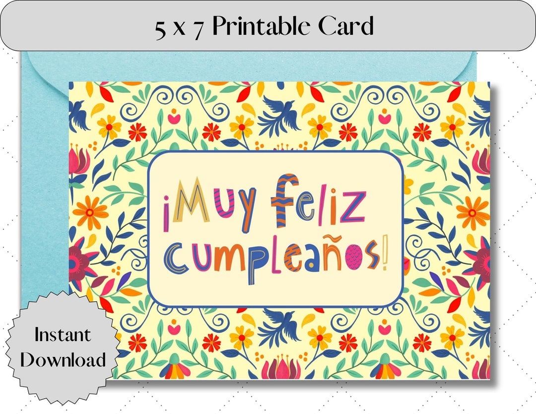 SPANISH Happy Birthday Card Muy Feliz Cumpleaños Mexican Birthday ...