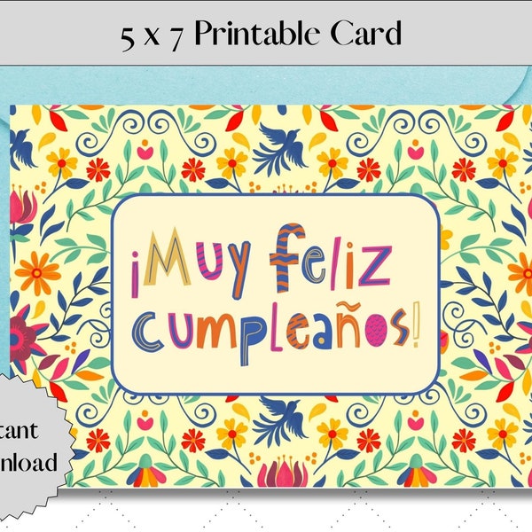 Printable Spanish Birthday Card - Etsy