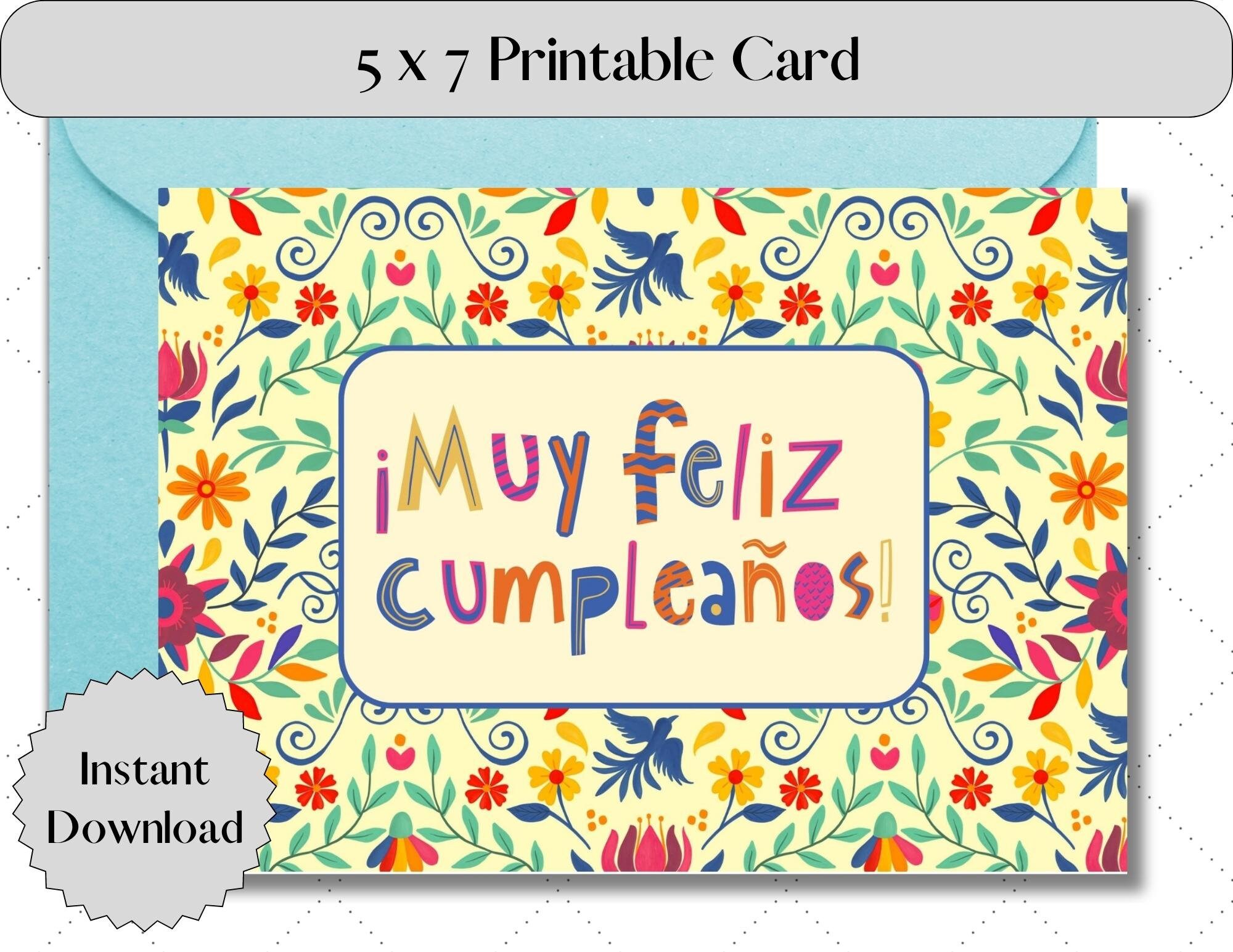 SPANISH Happy Birthday Card Muy Feliz Cumpleaños Mexican Birthday ...