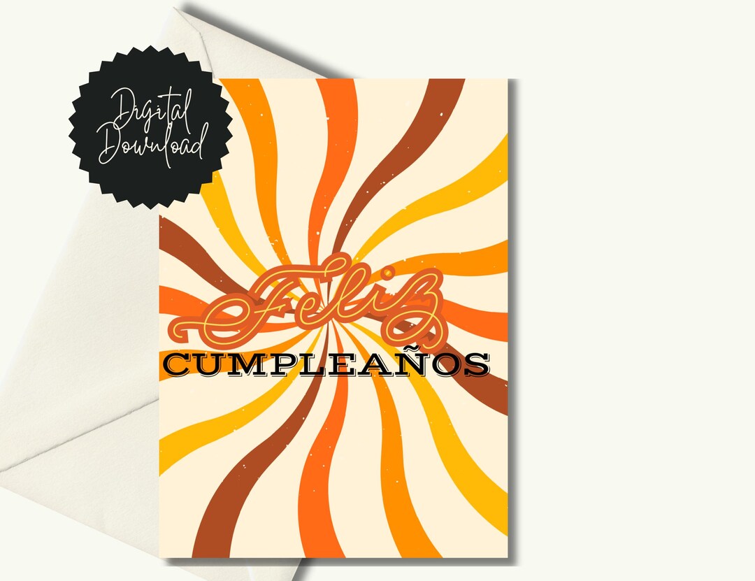 SPANISH Happy Birthday Card Retro Feliz Cumpleaños Mexican Birthday ...