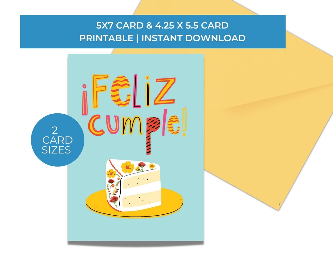 Feliz Cumple | Spanish Birthday Card | Feliz Cumpleaños | Printable ...