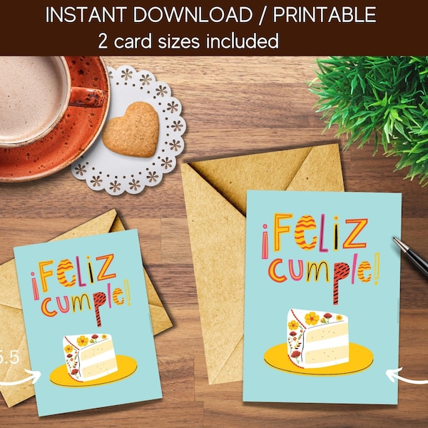 Feliz Cumpleanos Printable Card - Etsy