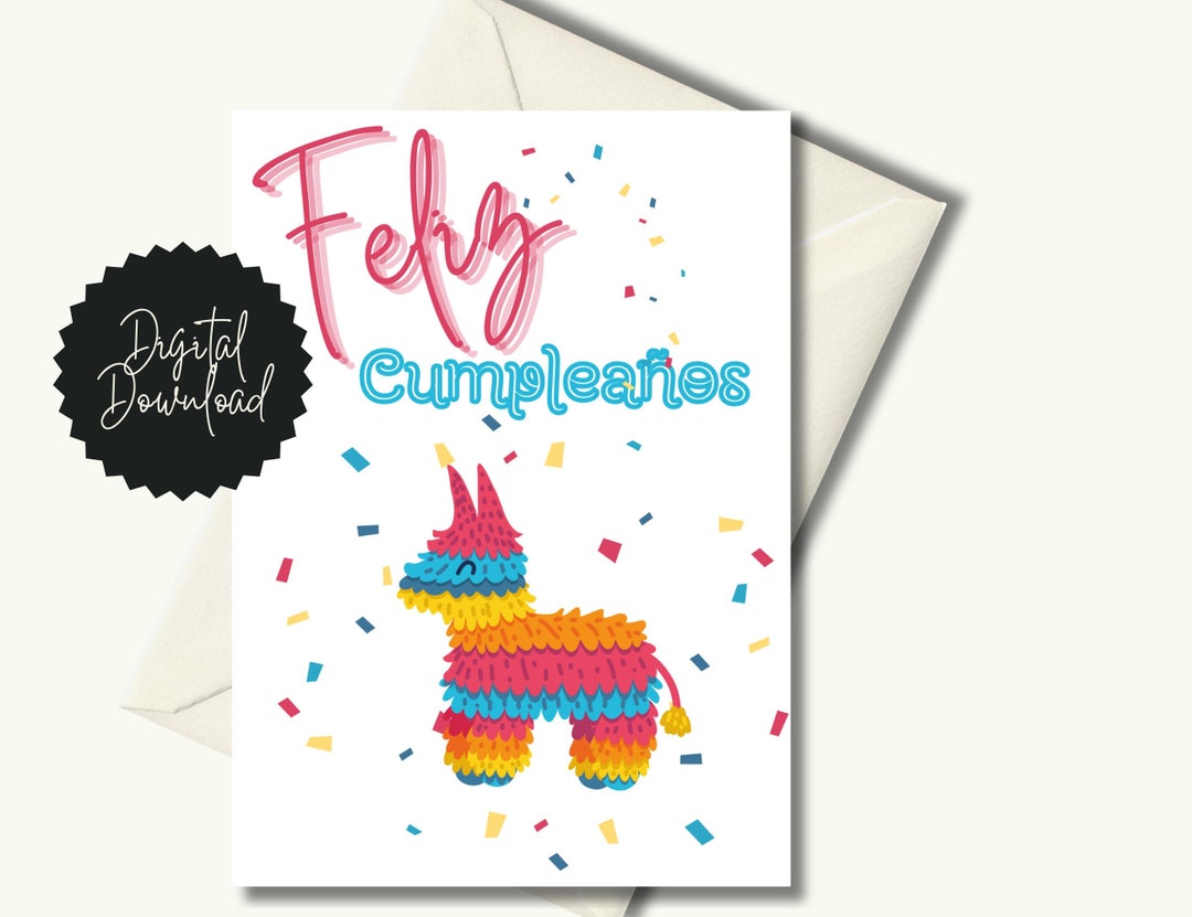 SPANISH Happy Birthday Card | Feliz Cumpleaños Piñata Card | Mexican ...