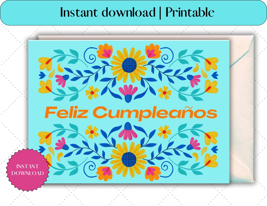 Feliz Cumpleaños SPANISH Happy Birthday Card Mexican Birthday Printable ...
