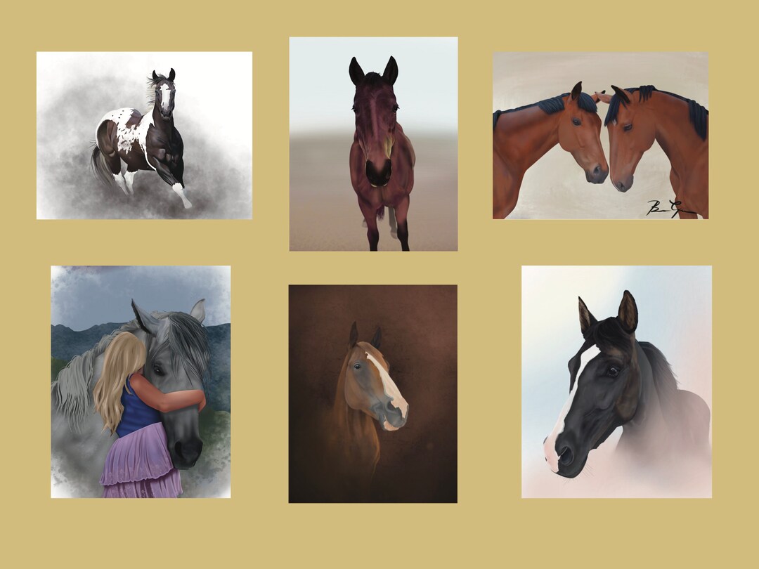 Assorted 10 Pack Horse Greeting Cards- Equine Realism Series - Etsy