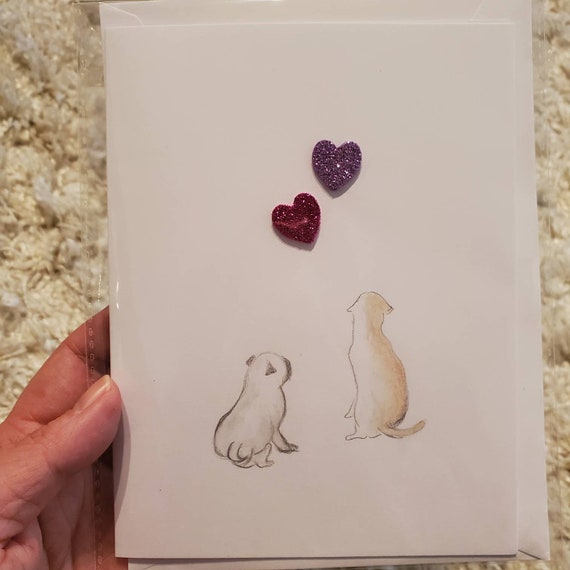 Paper Valentines day dogs card Love cards with dog theme minimal dogs ...