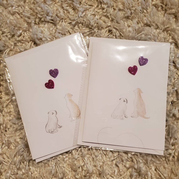 Paper Valentines day dogs card Love cards with dog theme minimal dogs ...