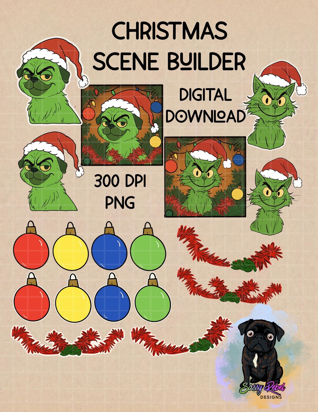 Christmas Scene Builder Clip Art PNG Set - Etsy UK