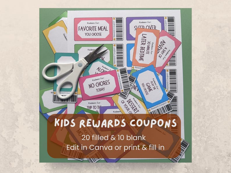Reward System for Kids, Printable Behavior Reward Coupons, Chore Reward ...