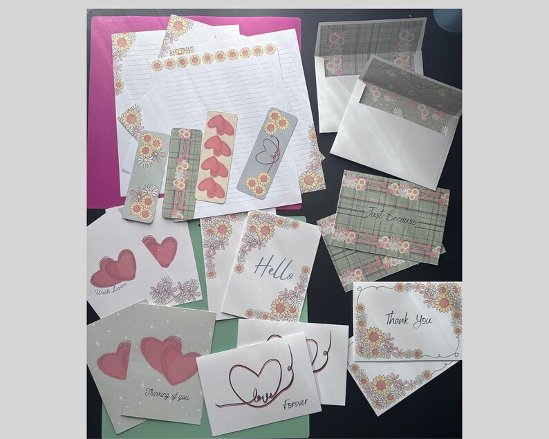 Printable Stationery Kit, Cards, Envelopes, Bookmarks, Letter Paper, A4 ...