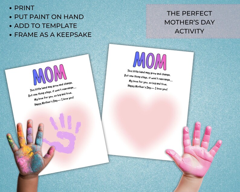 Mother's Day Handprint Poem Craft, Kids DIY Keepsake Art (digital ...