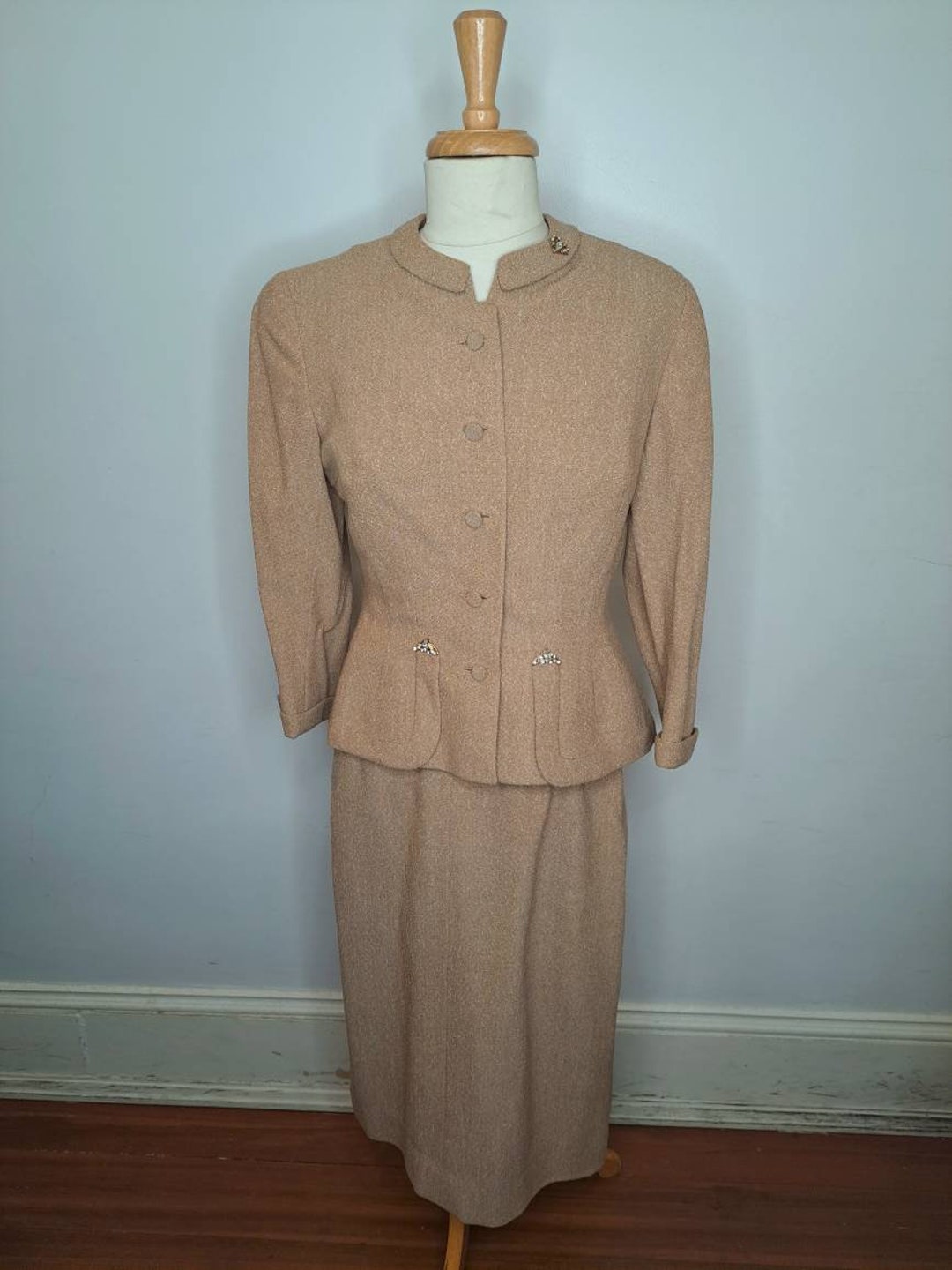 1940s to 50s Vintage Forstmann Wool Tan Tailored Skirt-suit Set - Etsy
