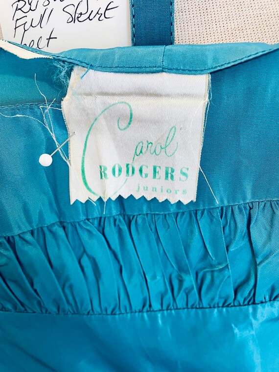1950 Carol Rodgers Turquoise Taffeta Dress - Gem