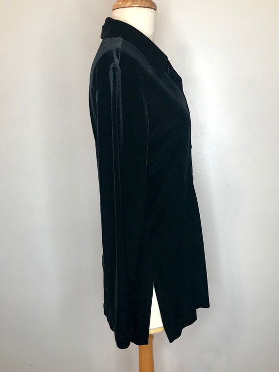 1980s black velvet button up with covered buttons - Gem