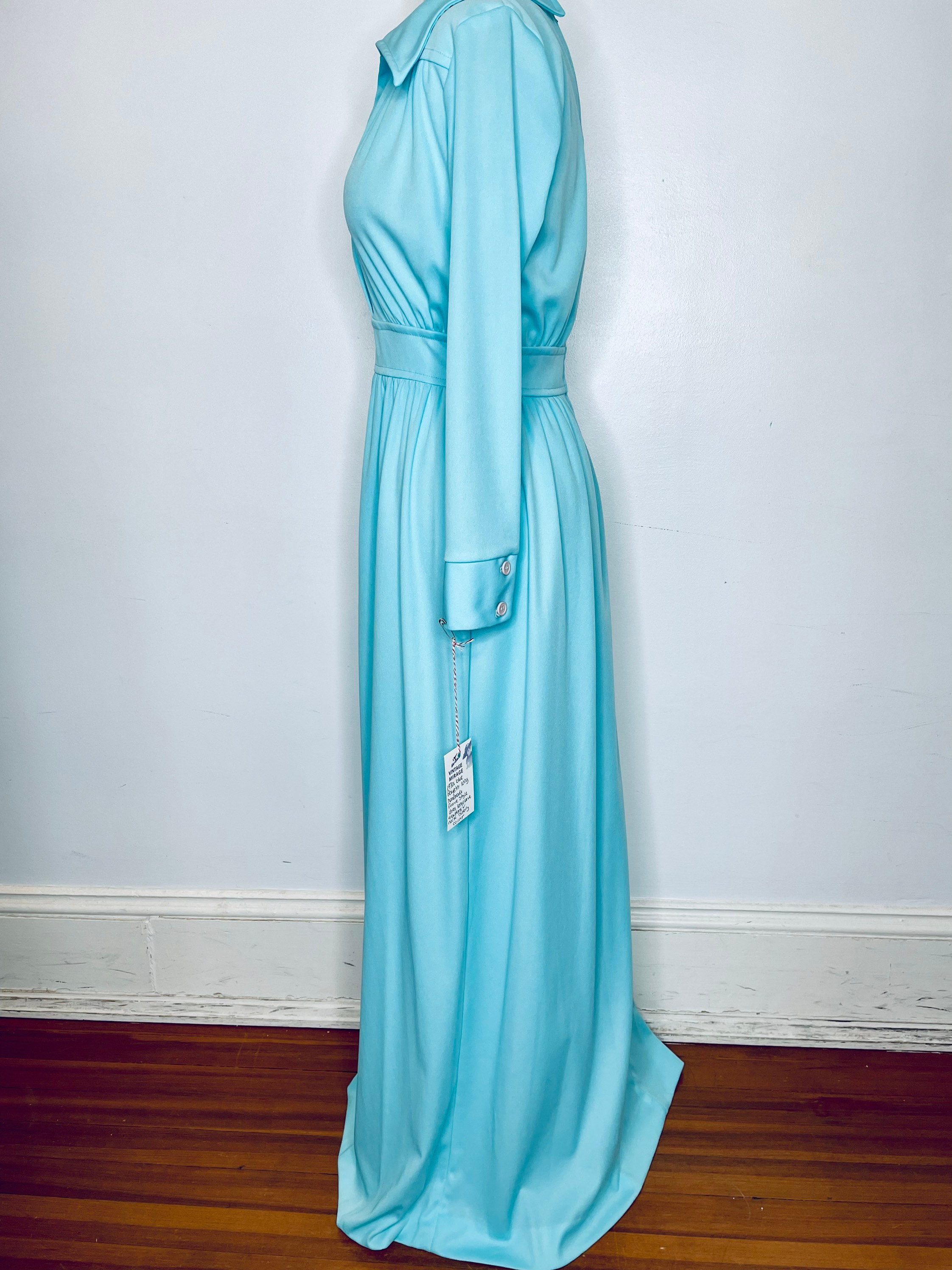1970s Blue Polyester Handmade Prairie Dress - Etsy