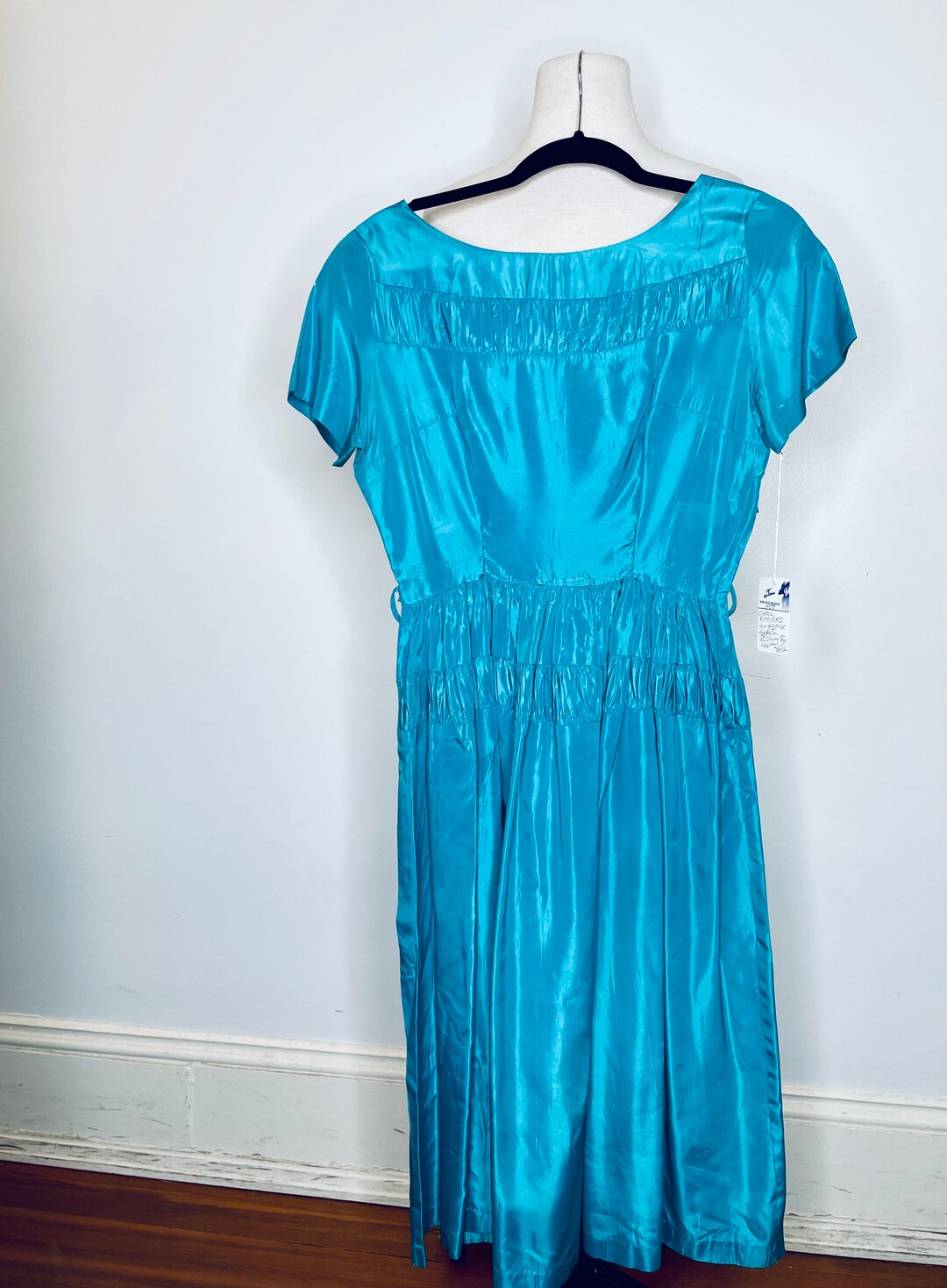 1950 Carol Rodgers Turquoise Taffeta Dress - Etsy