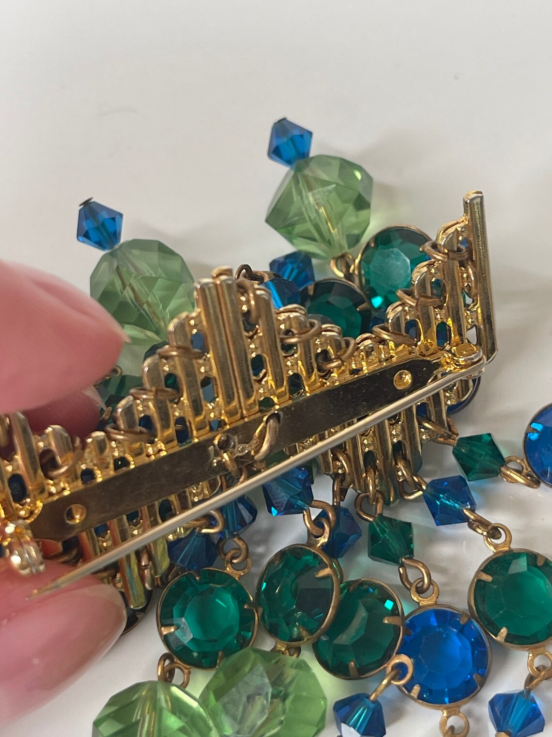 Hobe Bead & Crystal Dangle Brooch - Etsy.de