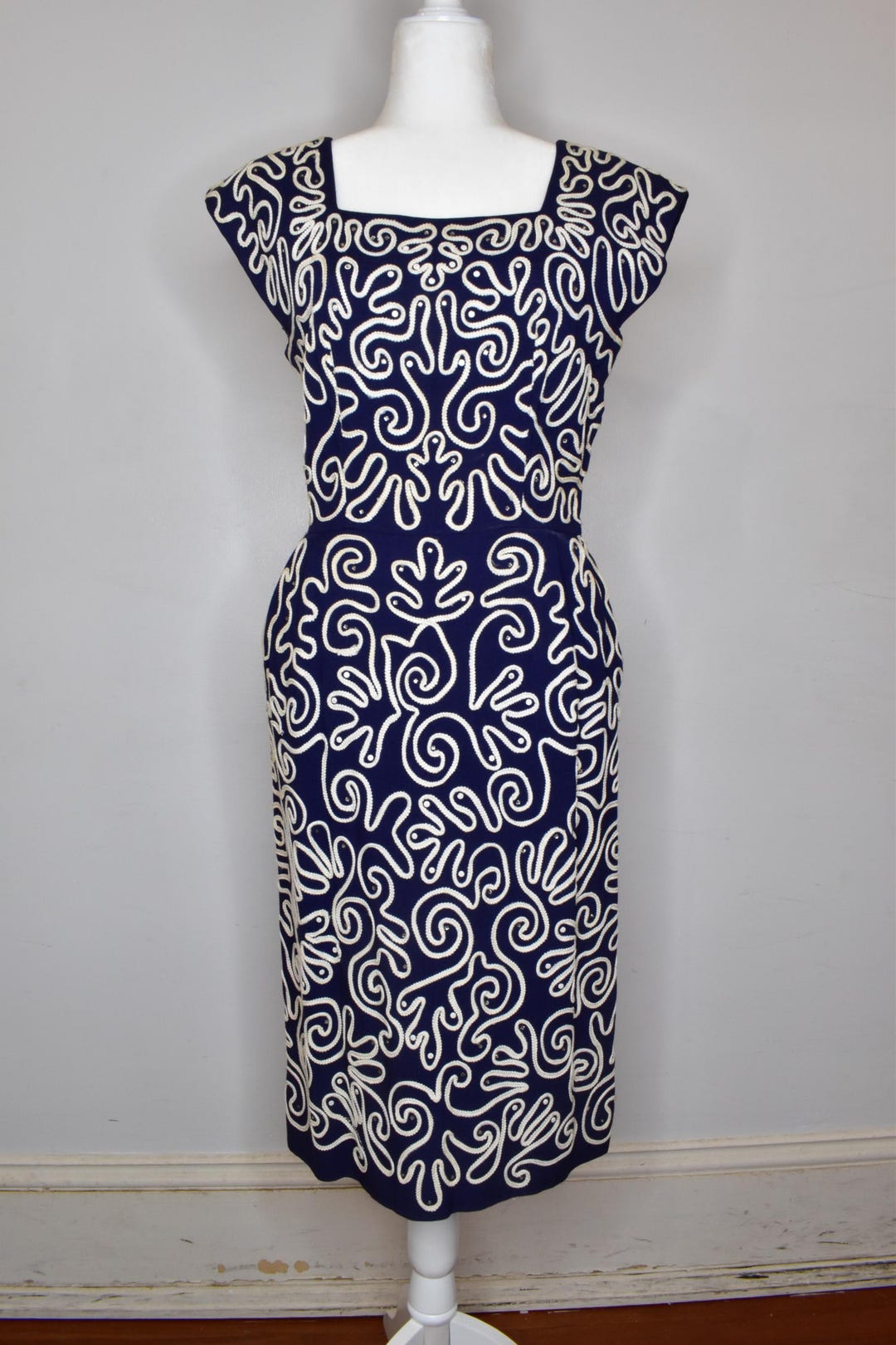1950s Kramer Original Sleeveless Navy Sequin Dress With Side Zipper - Etsy
