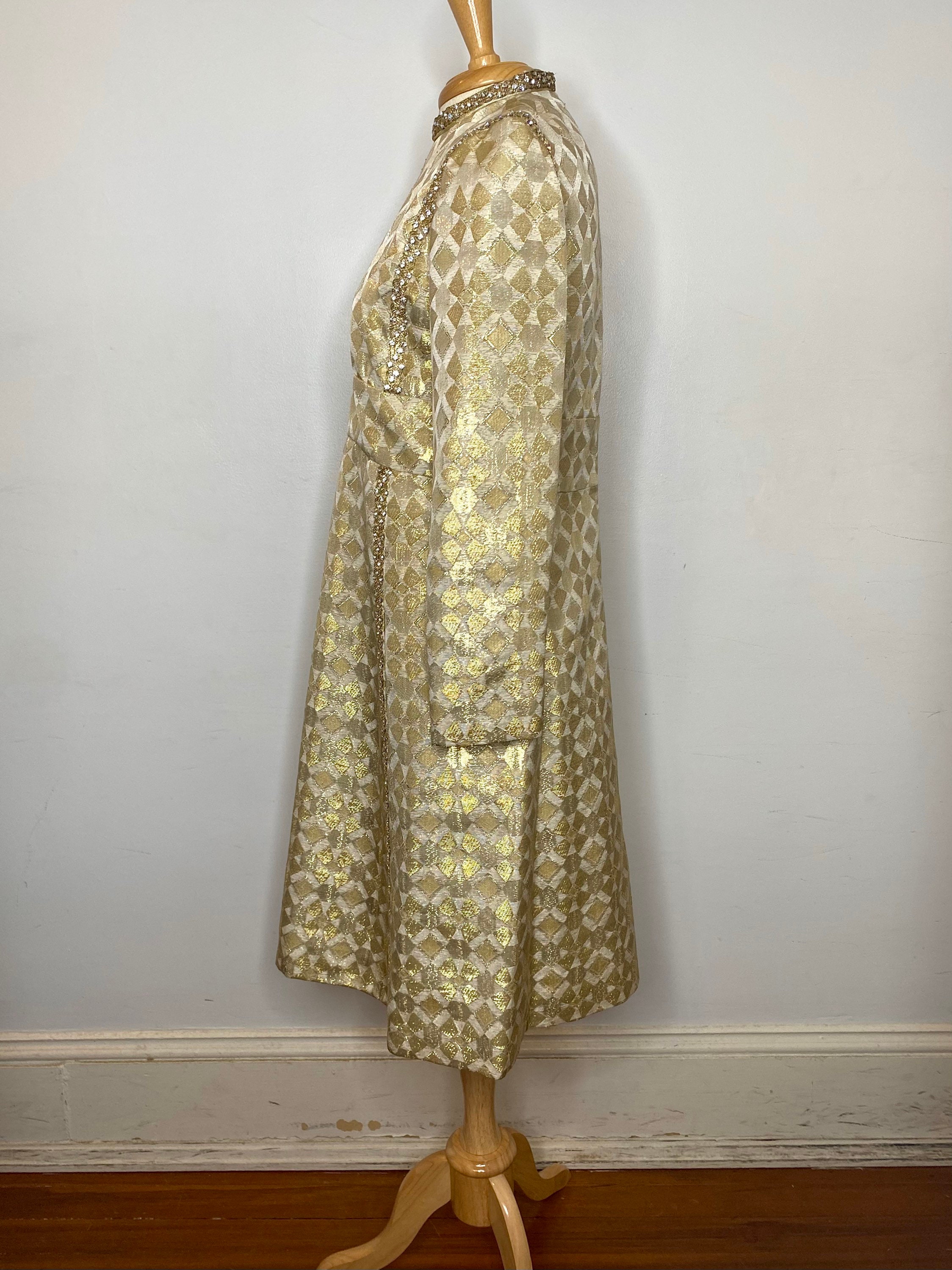 1960s Vintage Elinor Simmons for Malcolm Starr Dress With Gold Tone ...
