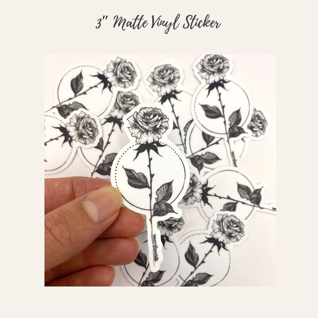 Rose Sticker, Rose Die Cut Vinyl Sticker, Laptop, Tumbler, Bumper ...