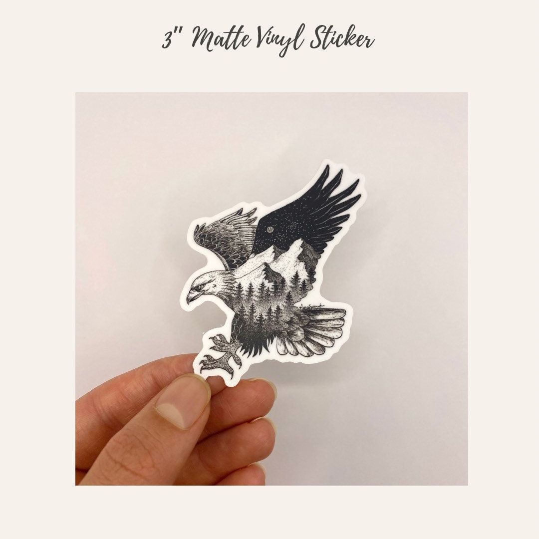 Eagle Sticker, Eagle Die Cut Vinyl Sticker, Laptop, Tumbler, Bumper ...