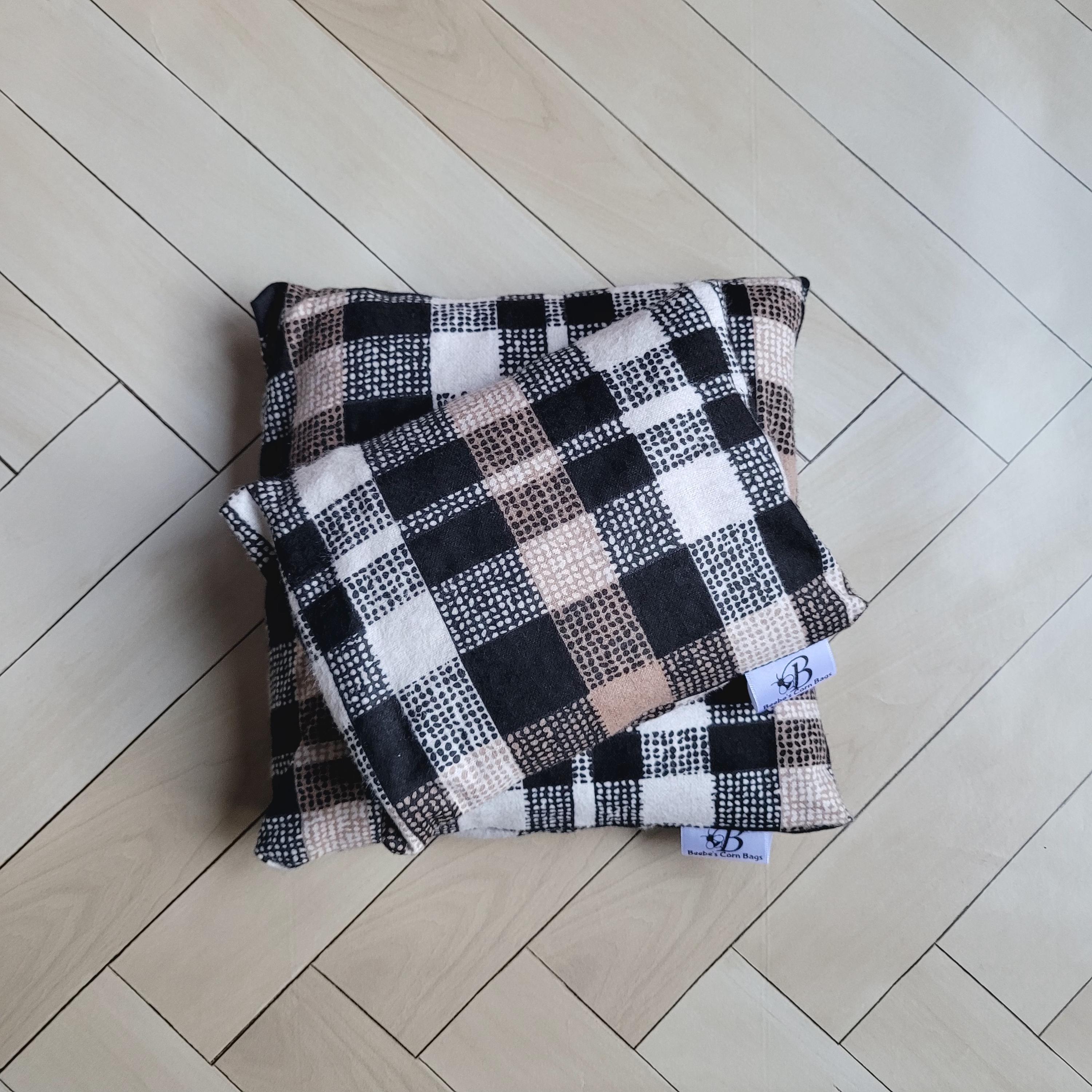 Corn Bag Heat Packs Brown Plaid Removable Covers Hot Cold Therapy Bags ...
