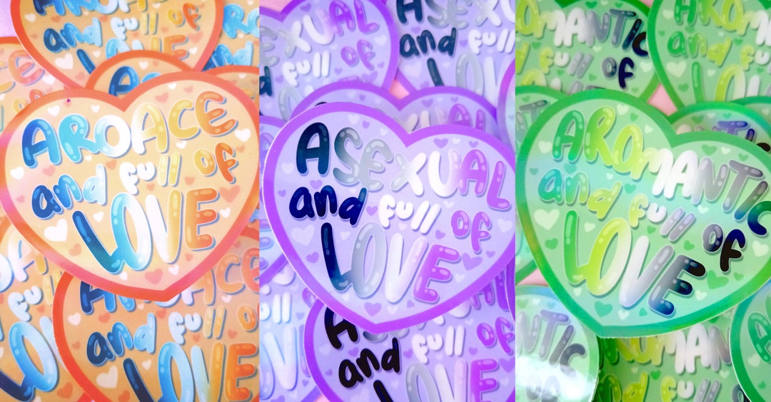 Asexual, Aromantic, Aroace and Full of Love, Heart Rainbow Sticker - Etsy