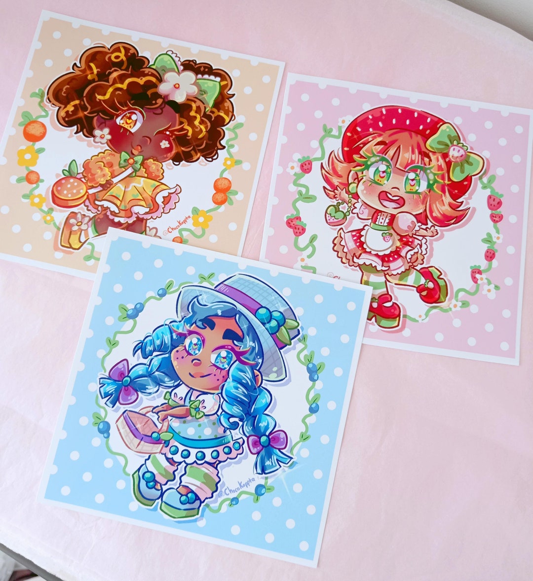 Chibi Dessert Girls Square Print - Etsy