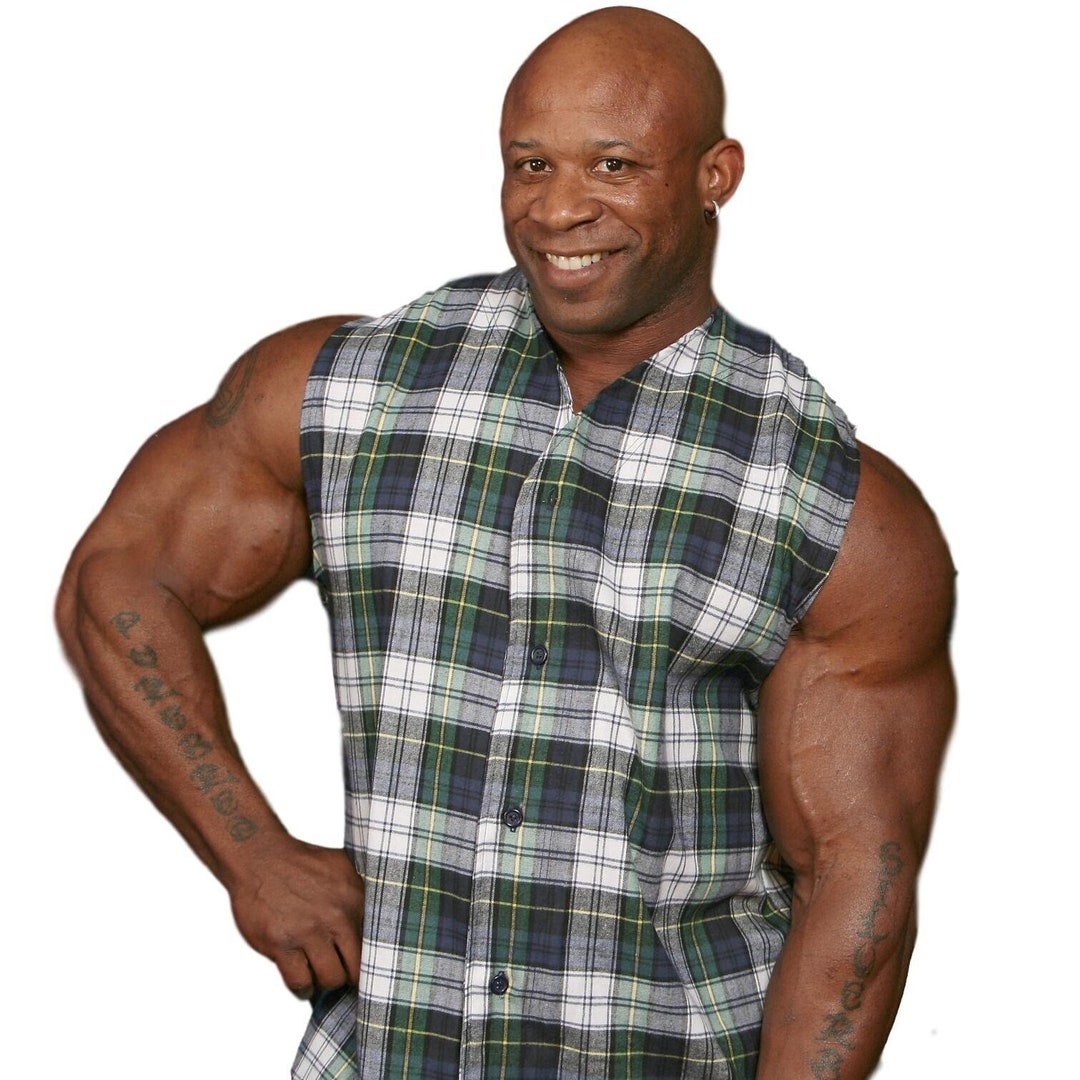 Men’s Tapered Sleeveless Flannel Baseball Shirt Bodybuilding Exercise ...