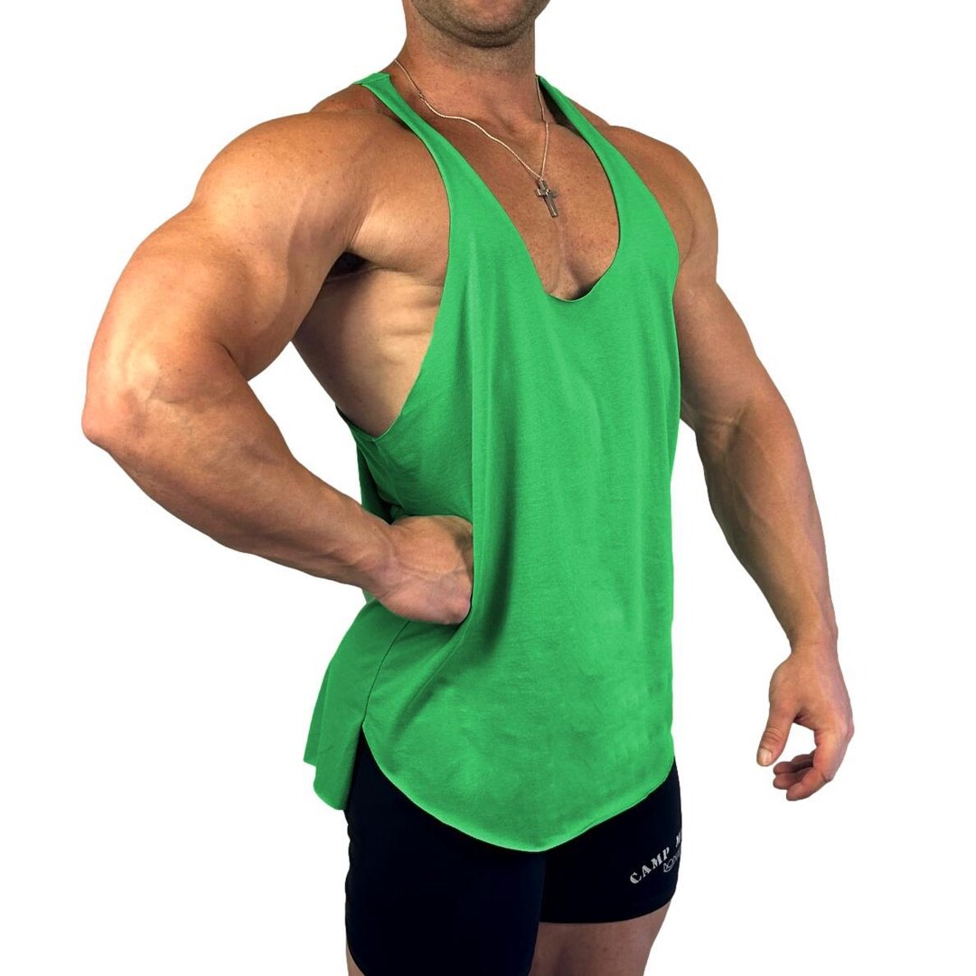 Men’s Kelly Green Extreme Stringer Tank Bodybuilding Exercise Training ...
