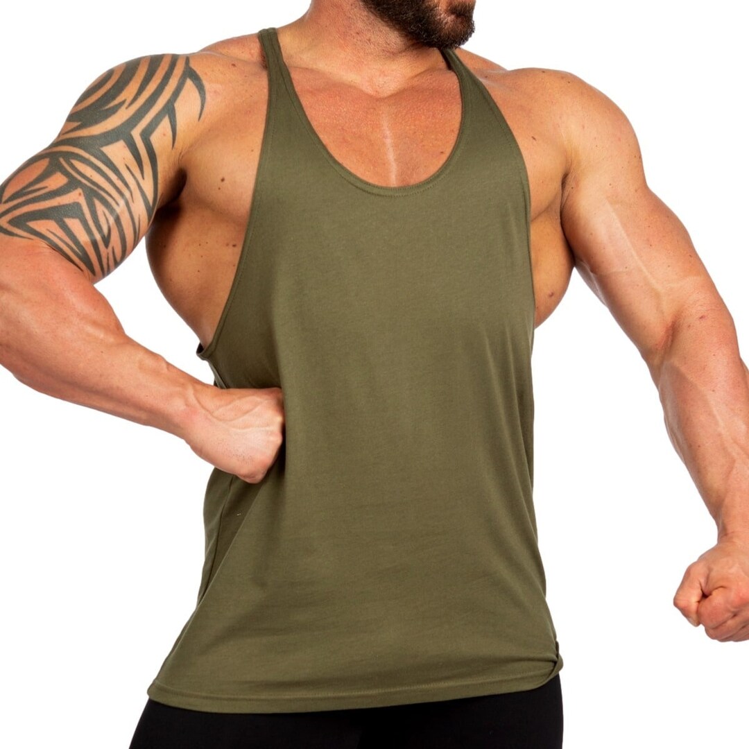Mens Cotton Stringer Tank Bodybuilding Exercise Training Activewear ...