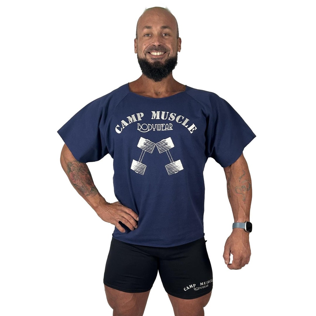 Men's Royal Blue Rag Top Tapered T-shirt Bodybuilding - Etsy