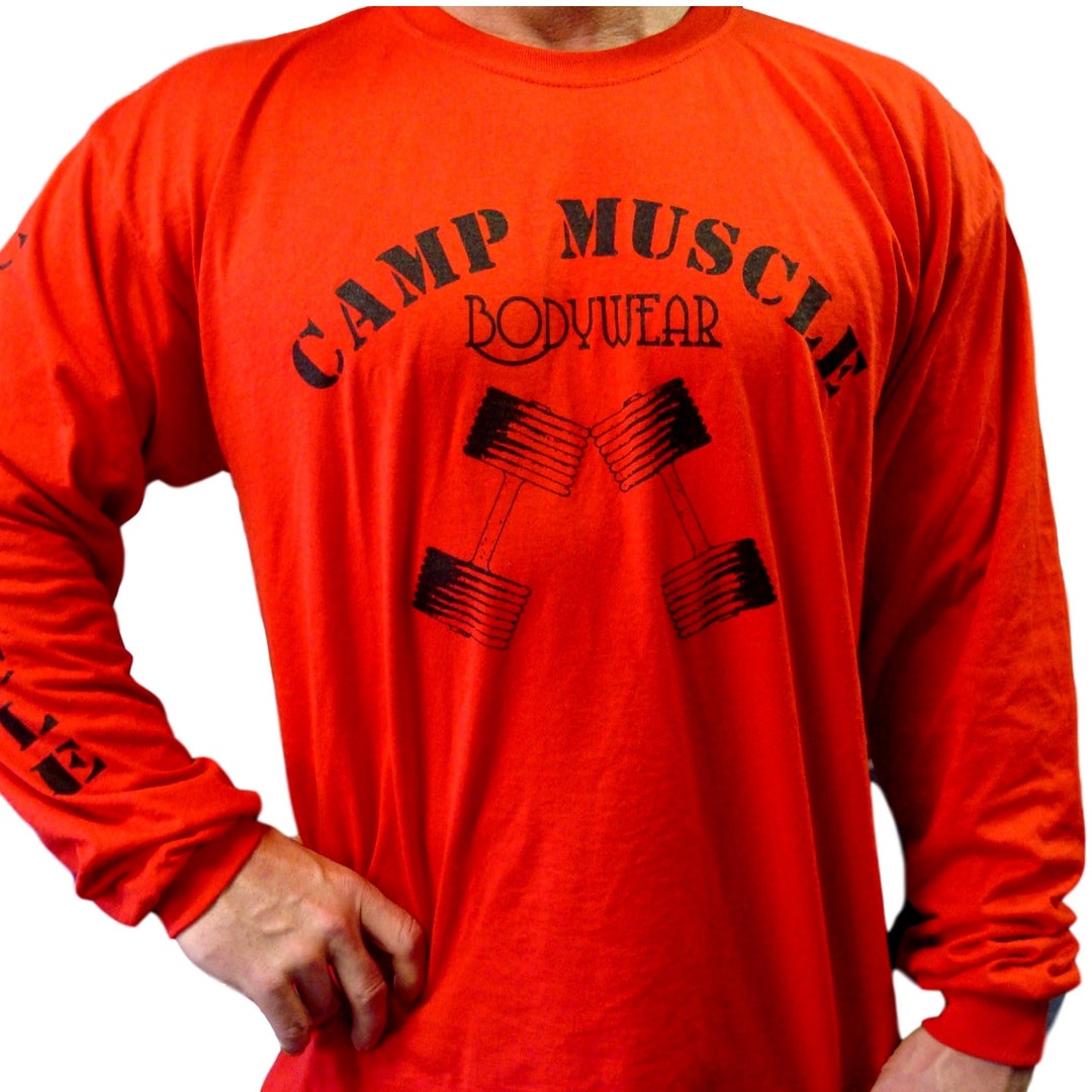 Camp Muscle Long Sleeve T-shirt Bodybuilding Activewear Exercise Gym ...